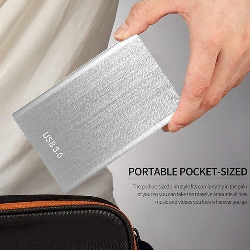 POENOWNE External Hard Drive 2000GB Protable External Hard Drive High Speed USB 3.0 Protable External HDD 2000GB Portable Hard Drive Compatible with Laptop, Desktop and Mac (Silver)