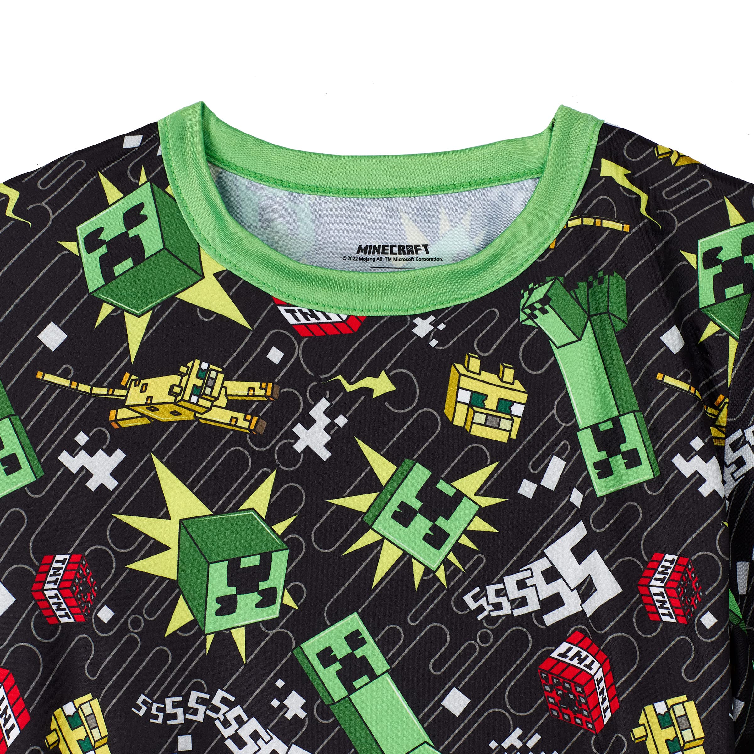 Minecraft Boys Thermal Underwear Set for Kids 2 Piece Base Layer Shirt and Long John Leggings for Kids Pajamas Green-grey