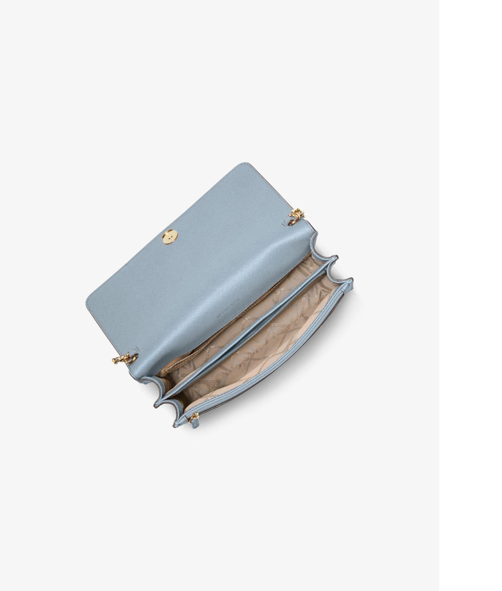 MICHAEL KORS Daniela Large Saffiano Leather Crossbody Bag (Pale Blue)