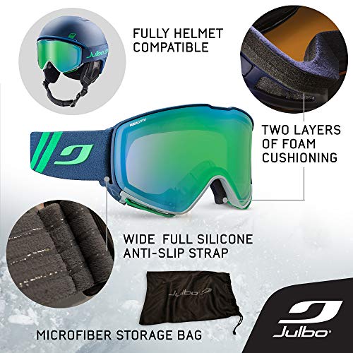 Julbo Quickshift 4S Goggles, Green Frame - REACTIV 1-3 High Contrast Red Lens w/Green Mirror