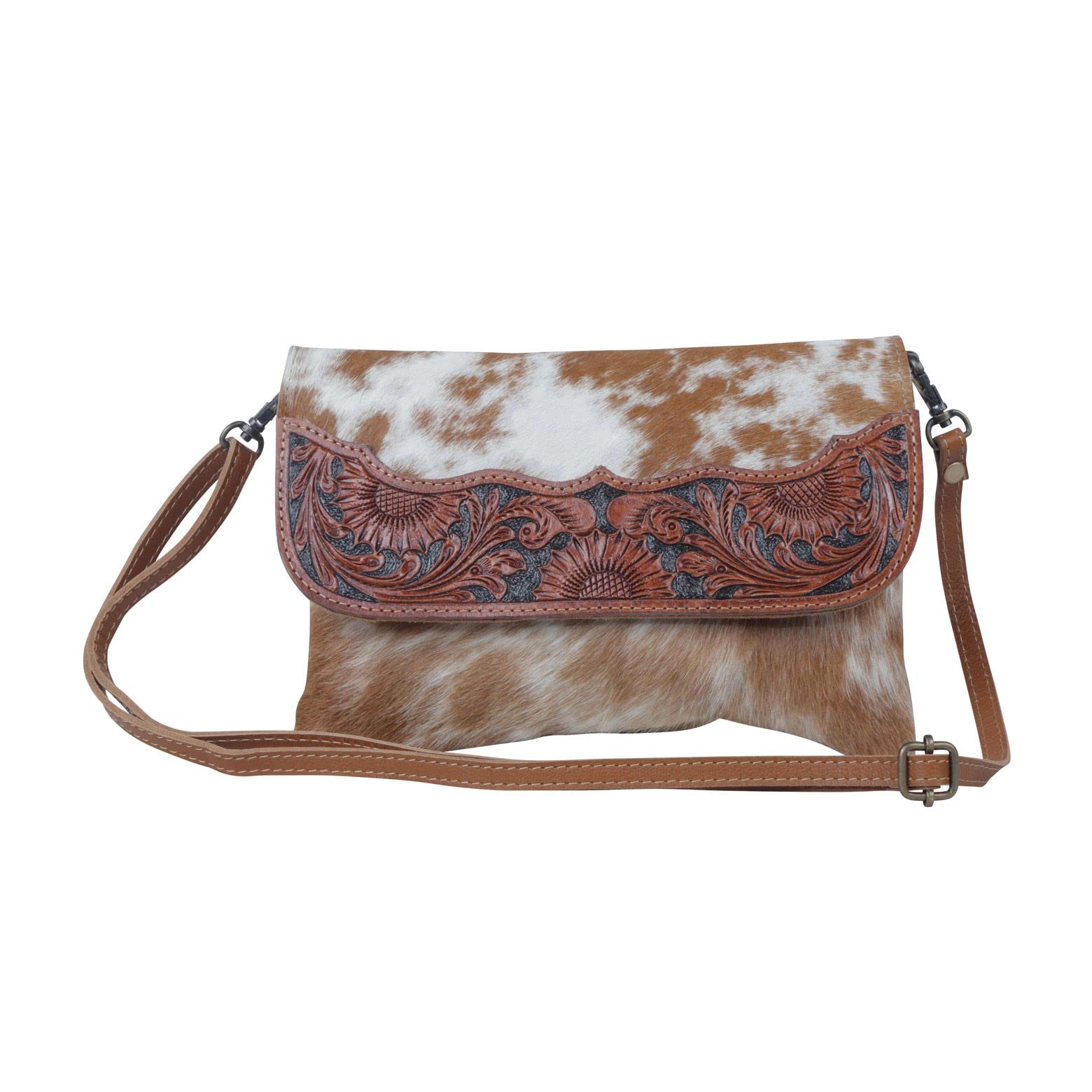 Myra Bag Brown Shells Hand-Tooled Bag S-3996