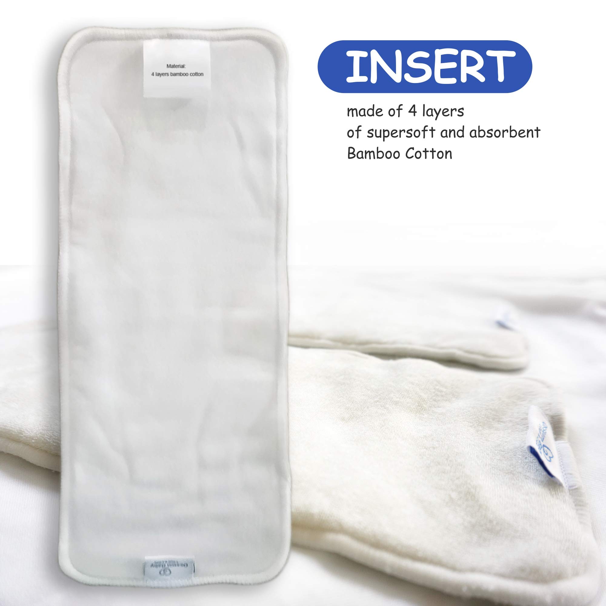 Ossum Baby Premium Cloth Diapers (New) - 6 Diaper Covers + 6 Bamboo Cotton Inserts (Super Soft & Absorbent) + Wetbag (B01), 0-24 Month, BG1