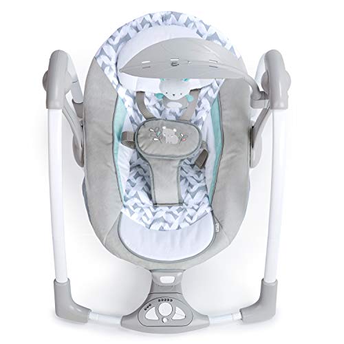 Ingenuity ConvertMe 2-in-1 Compact Portable Automatic Baby Swing & Infant Seat, Battery-Powered Vibrations, Nature Sounds, 0-9 Months 6-20 lbs (Raylan)