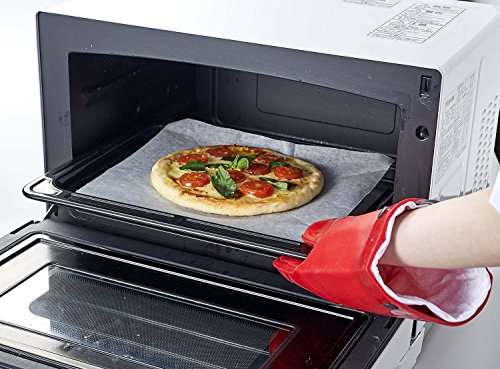 Mastrad Red Oven Mitt Gloves, Heat Resistant, Dishwasher Safe, Waterproof, Non-Slip with Cotton Linings, Baking - F82315