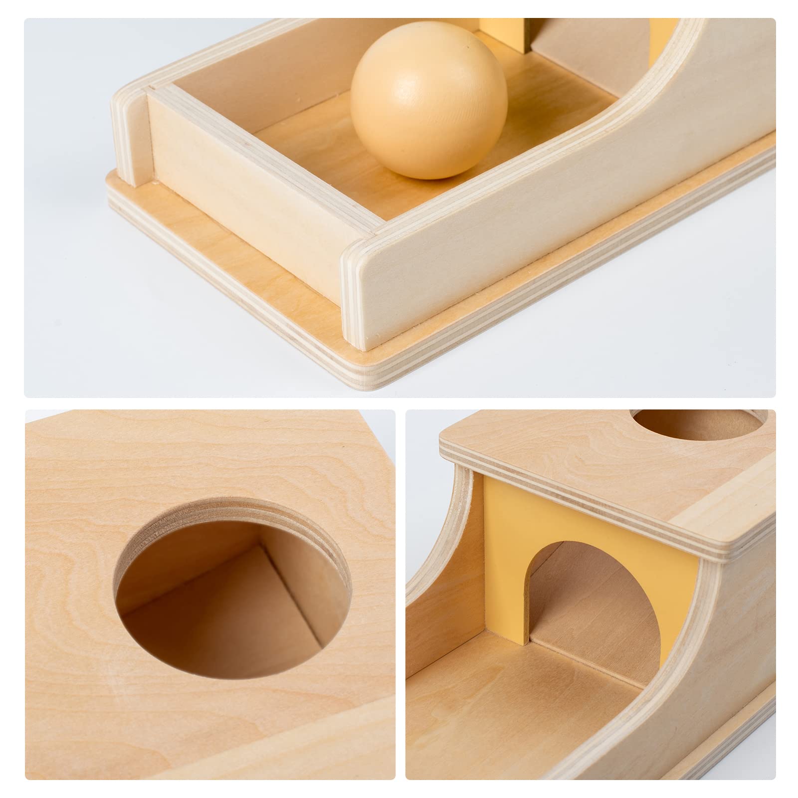 Montessori Object Permanence Box with Tray Wooden Color Ball Drop Play for 1 2 3 Year Old Toddlers Early Education