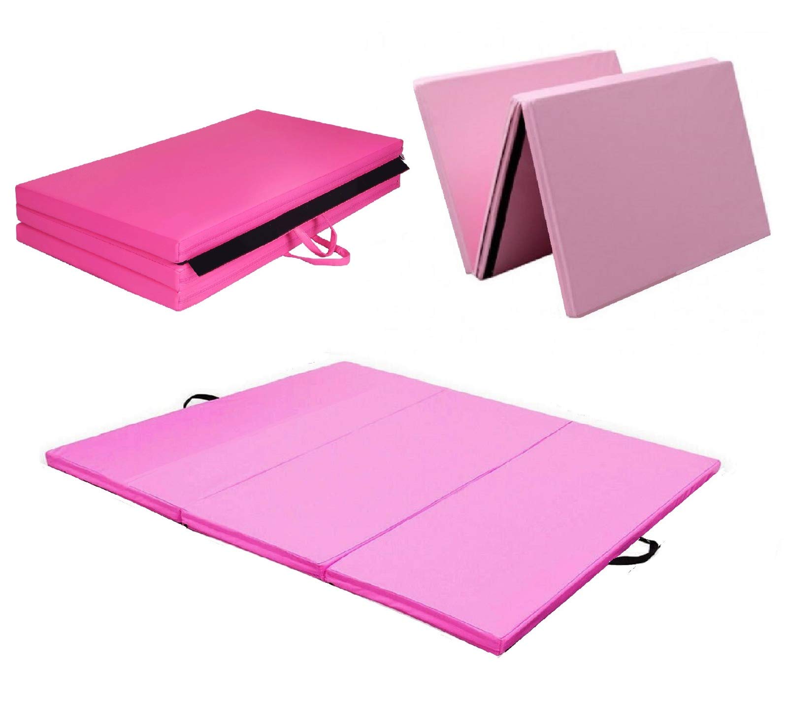 Kids Expandable Kip Bar with Tumble Mat Professional Horizontal Gymnastics Asymmetric Bar 4x6 FT Mat Jungle Gym Height Adjustable 3 to 5 FT Pink