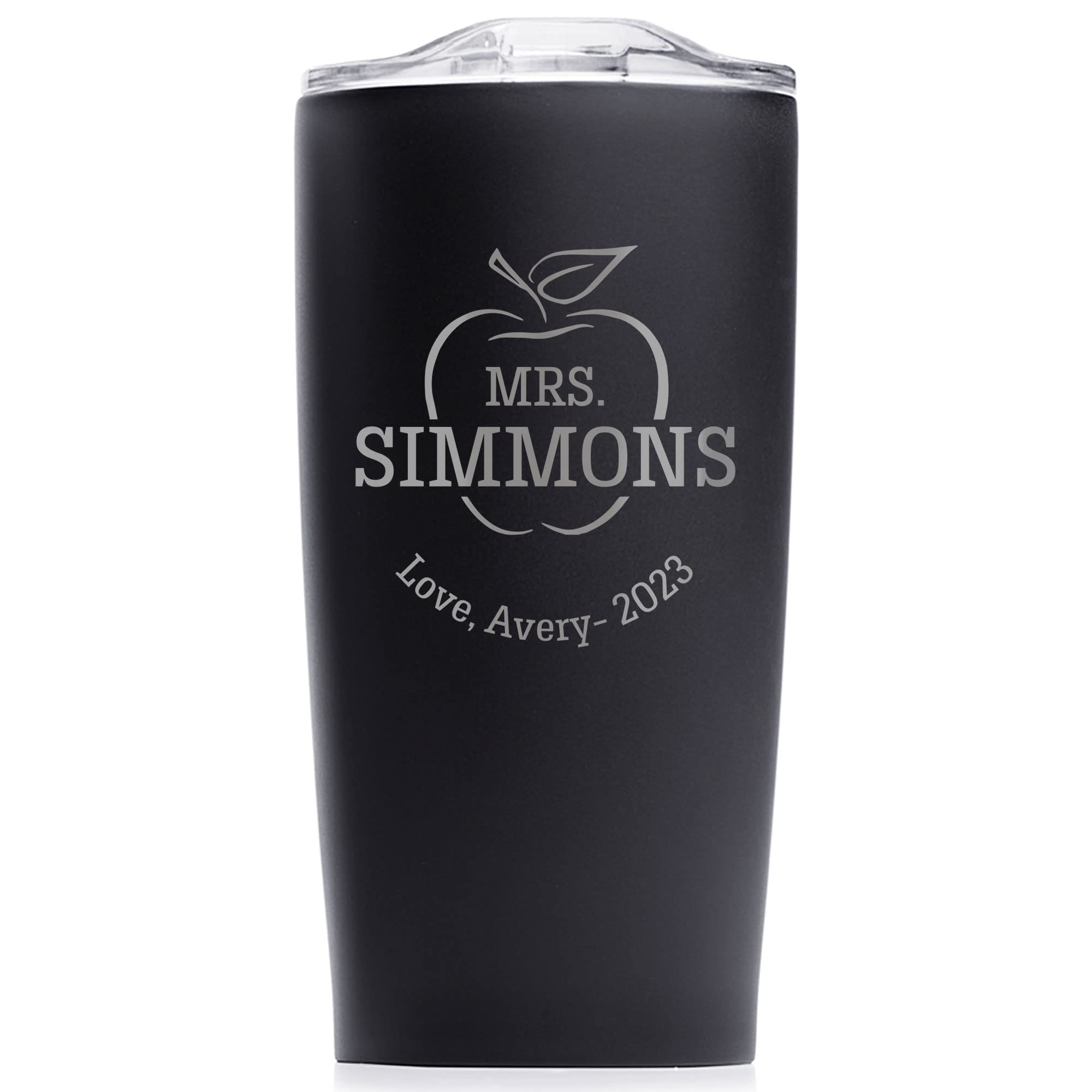 Lifetime Creations Engraved Personalized Teacher Tumbler with Lid 20 oz (Black) - Custom Teacher Appreciation Coffee Travel Mug, Thank You, End of Year Christmas Holiday Gift from Student