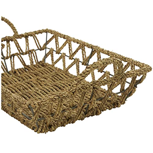 The Novogratz Metal Handmade Storage Basket with Handles, Set of 2 19", 17"W, Brown