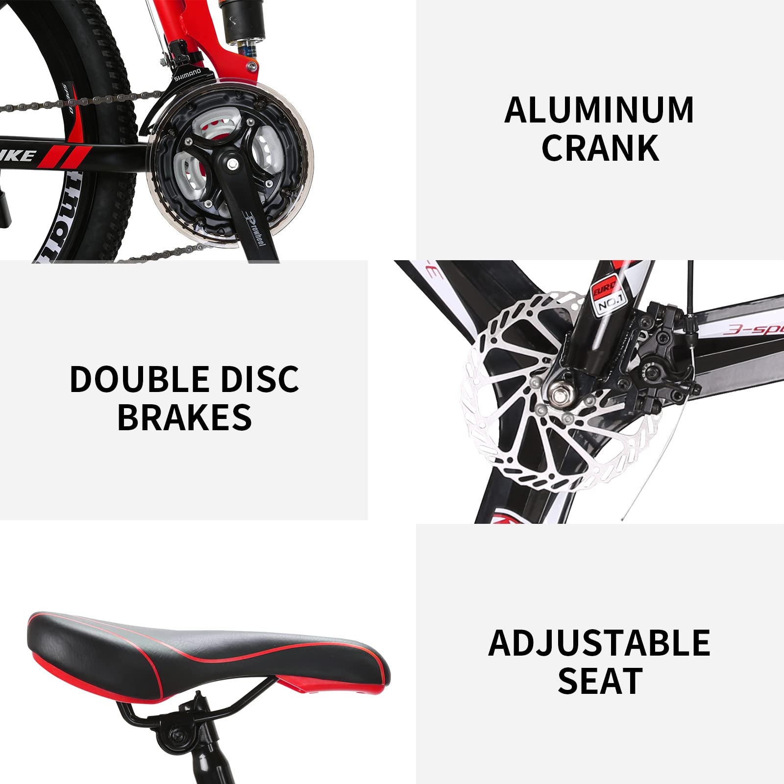 Kingttu G6 26 Inch Folding Mountain Bike 21 Speed Full Suspension Foldable Bicycle, Dual Disc Brake Folding Bikes for Adults/Men/Women (Red)
