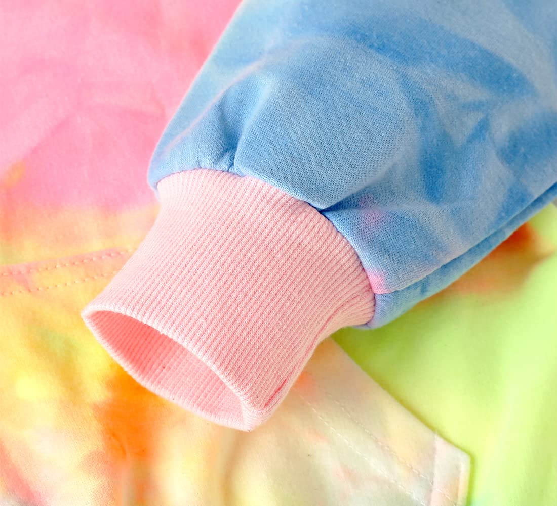 Julerwoo Toddler Cotton Tie Dye Sweatshirts Girls' Pink Pullover Sweatshirts Hoodie(3T, Pink Tiedye)