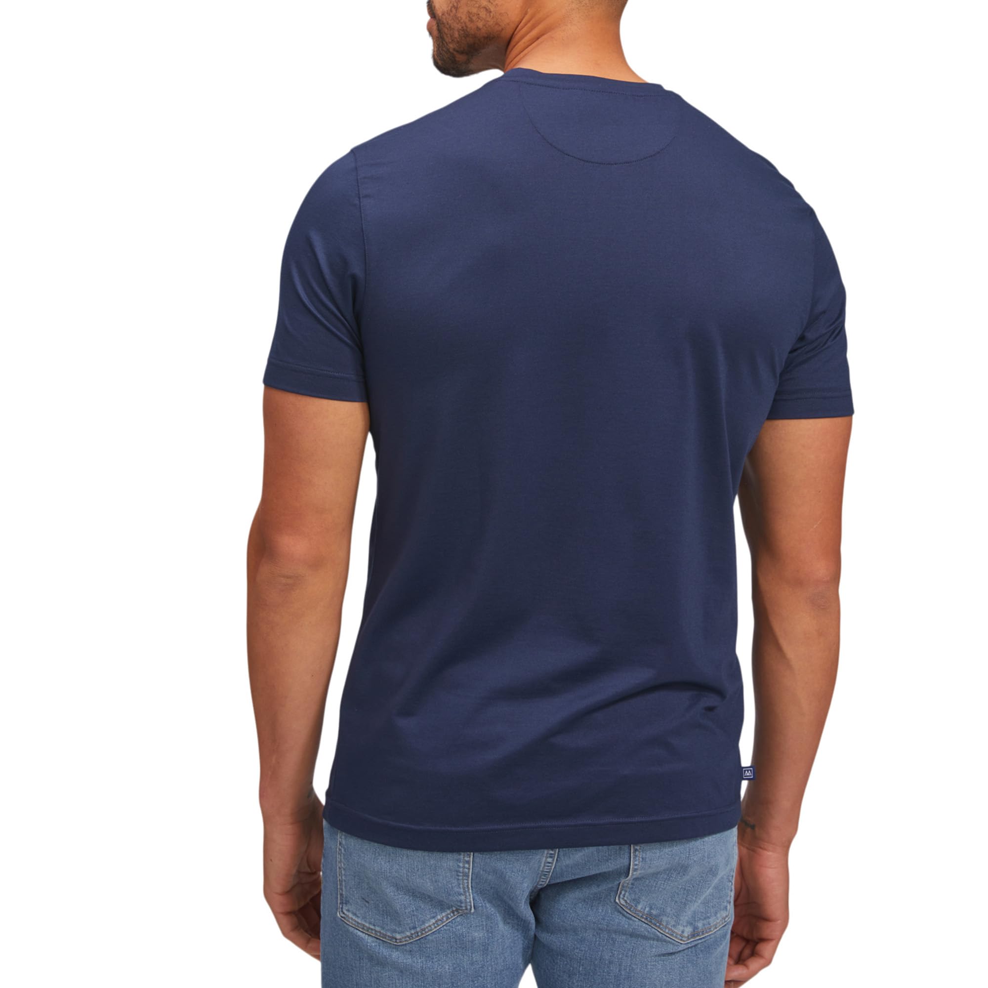 Mizzen+Main Men's Wilson Performance Short Sleeve T-Shirt, Trim Fit, Four-Way Stretch, Small, Navy Solid