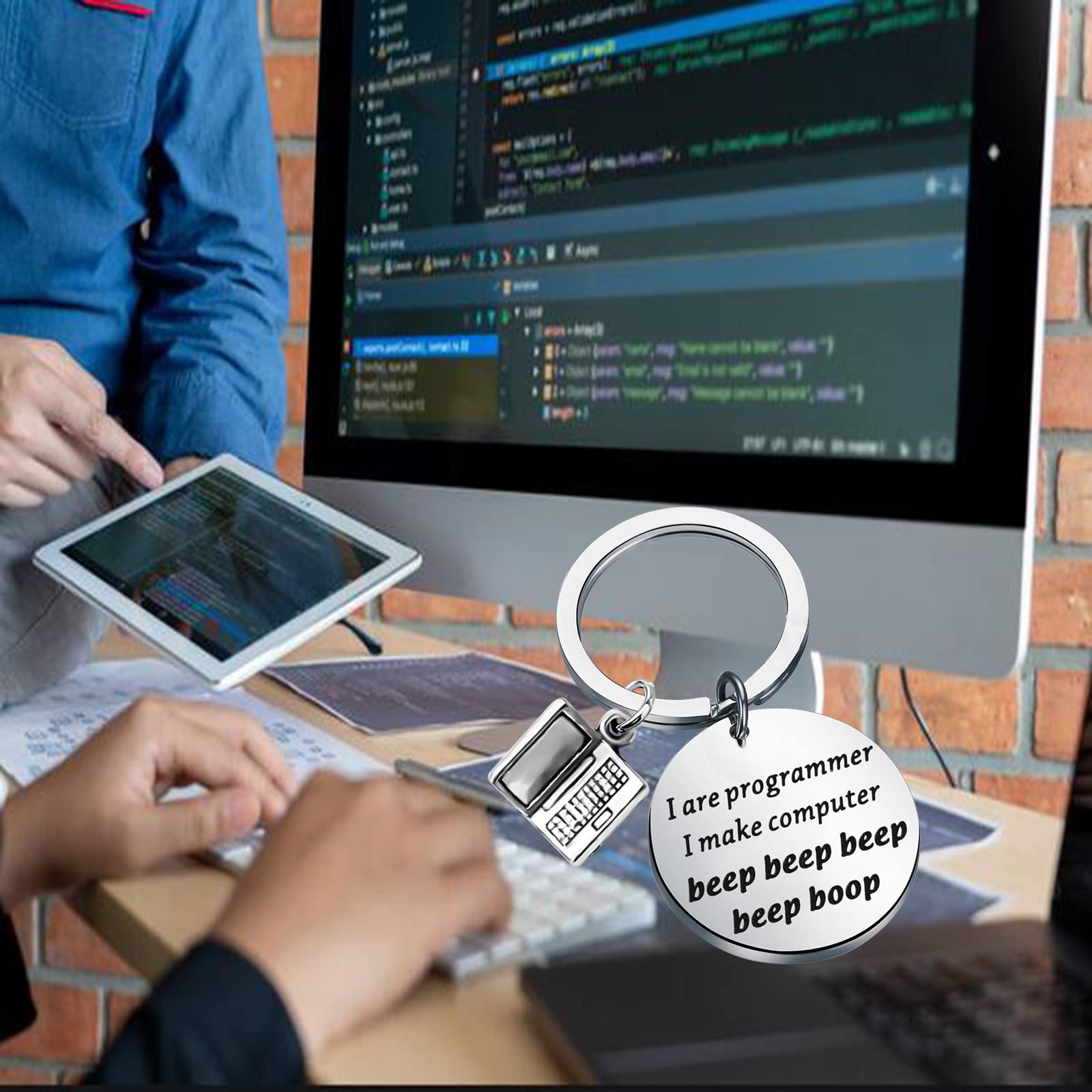 POTIY Computer Programmer Programming Keychain I Are Programmer I Make Computer Beep Boop Programmer Key Ring (programmer)