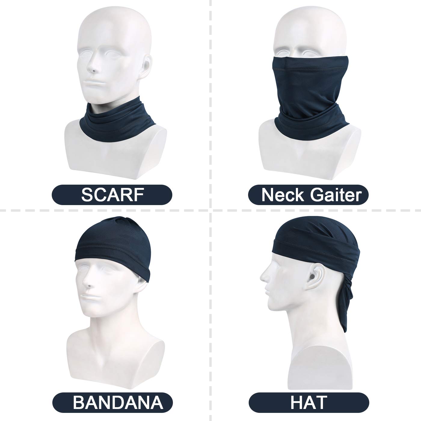 LDHTY 4 Pack Face Mask Neck Gaiter Breathable, UV Protection Cooling Reusable for Men Women Motorcycle,Fishing,Running