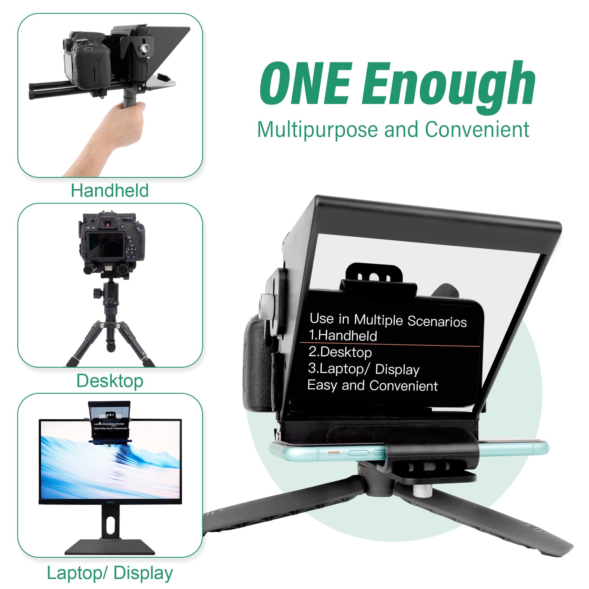 ILOKNZI Portable Mini Teleprompter with Remote Control and Free Teleprompter APP, for Laptap and DSLR Camera, for Online Meeting and Making Videos