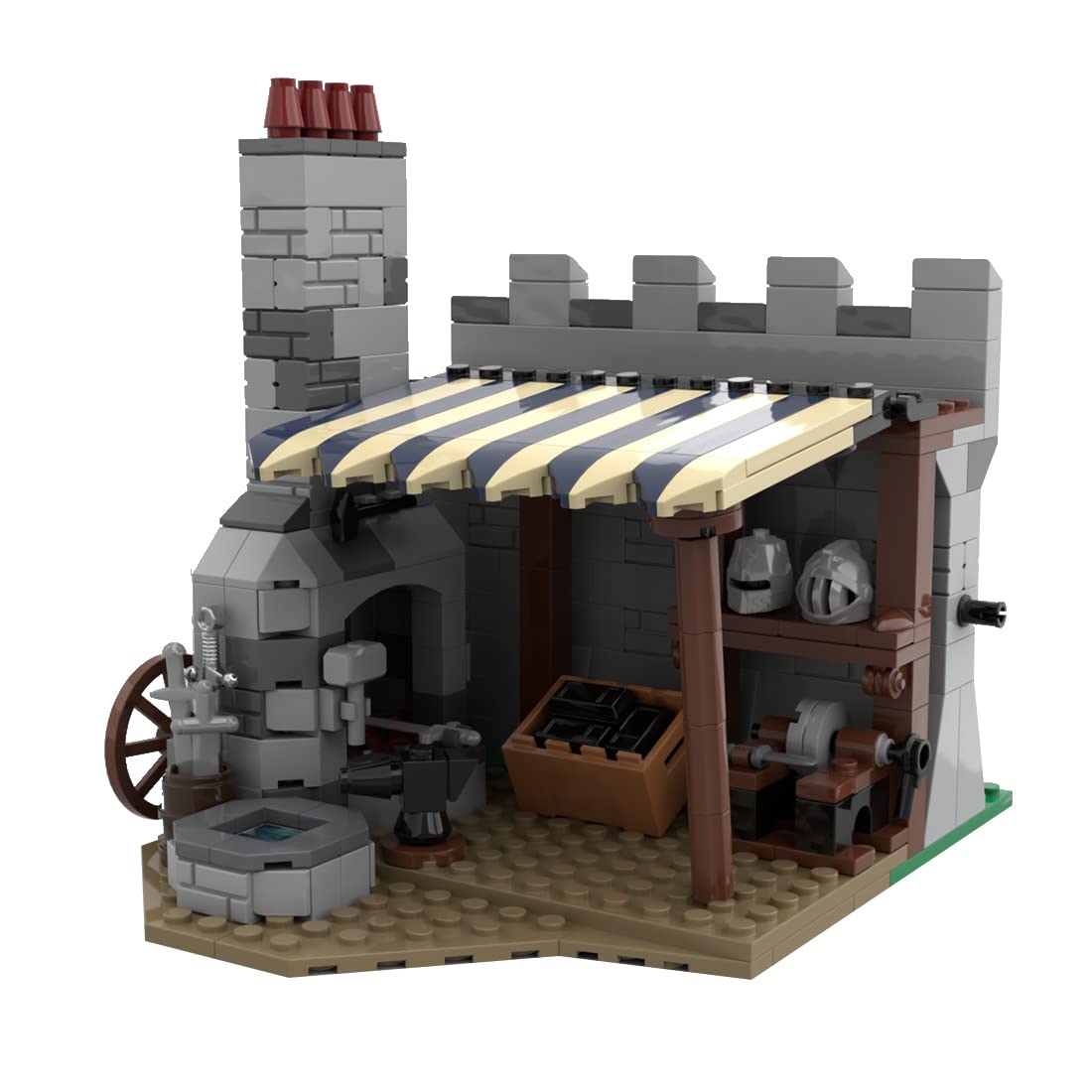PHYNEDI Medieval Series Modular Blacksmith Bricks Model, Creative Construction Collection Building Toy Compatible with Lego, MOC Designer Entry-Level Learning, MOC-83224 (336Pcs), 185543K115C5GBXBRH