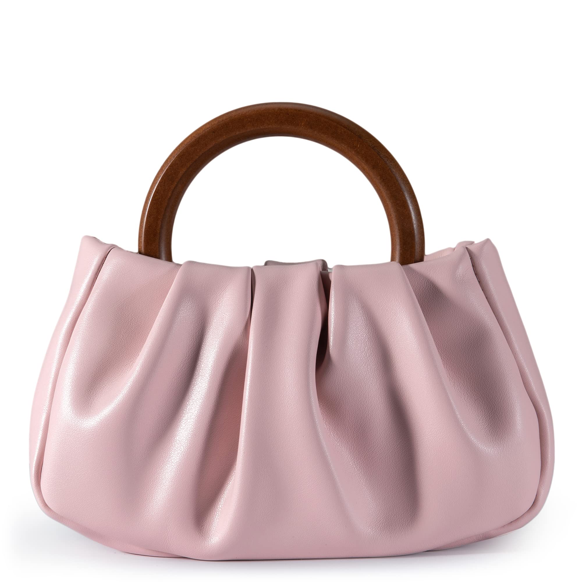 Milan Chiva Clutch Purses for Women Small Handbags Dumpling Mini Cloud Bag with Wooden Handle MC-1007TQ