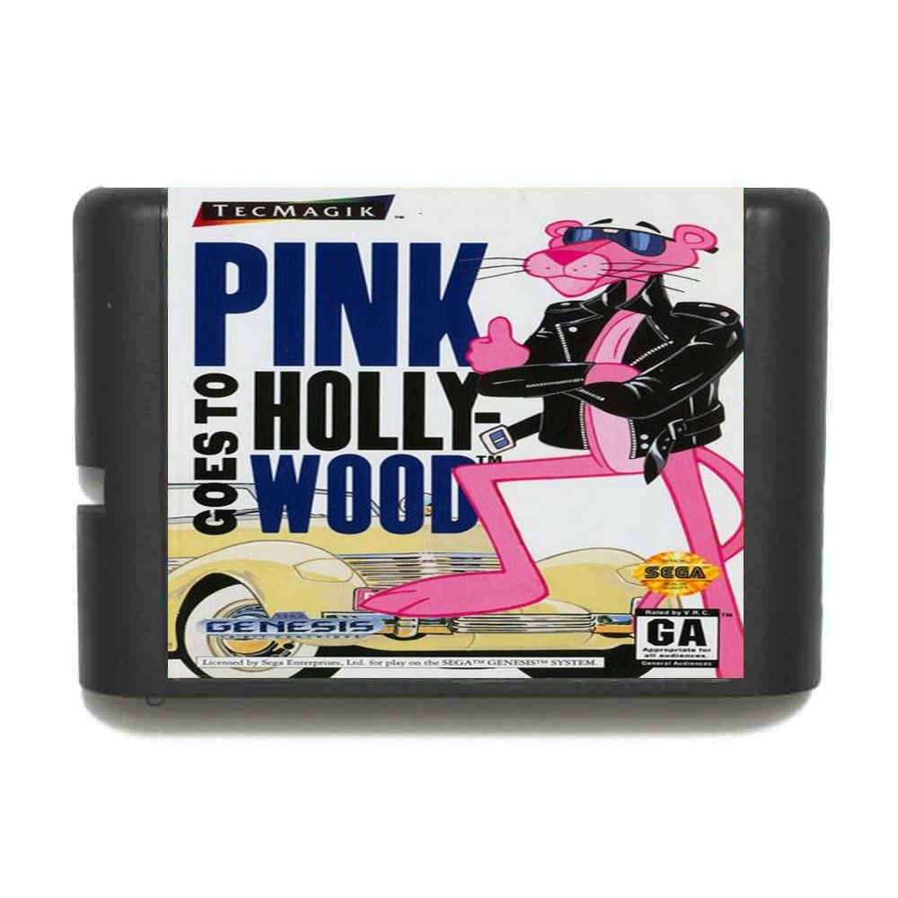 Pink Goes To Hollywood 16 Bit MD Game Card For Sega Mega Drive For Genesis (Black)