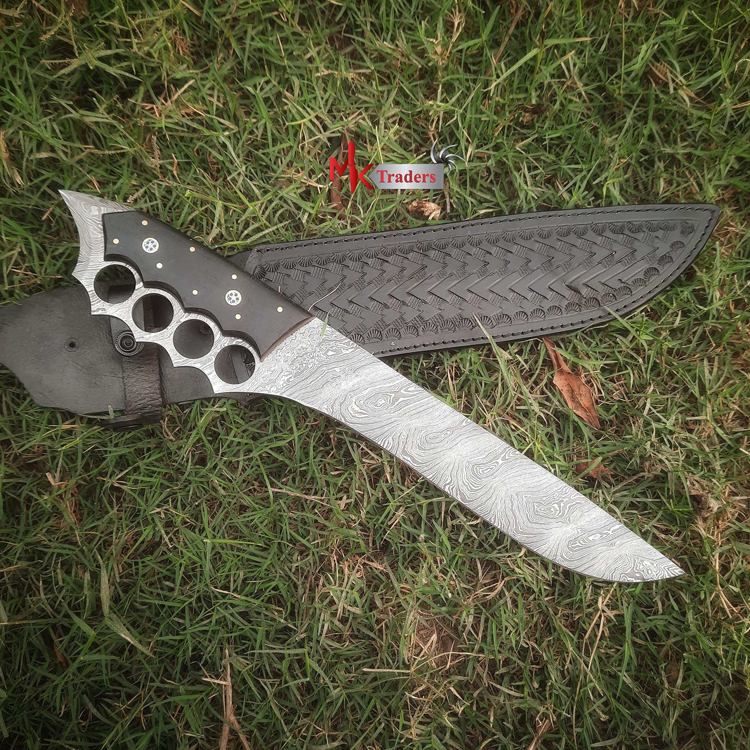 MkTraders202 Handmade Custom Damascus Steel Bowie Knife, Fixed blade knife, outdoor knife, personalized Engraved knife, gift for man, hunting weapon, Predator Hunter, full tang knife