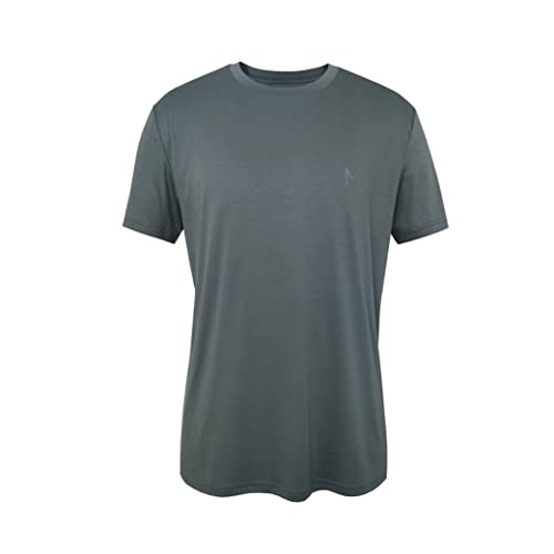 MJORI Men's Silk Cotton Knitted T-Shirt Short Sleeve Solid Tee(Grey,Update M)