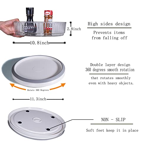 Lazy Susan Organizer, Upgraded 11.3" Clear Lazy Susan Turntable for Cabinet Table, Countertop Fruit Basket, Spice Rack Organizer, Snack Organizer, Spinning Makeup Organizer, Bathroom Etc (1 Pack)
