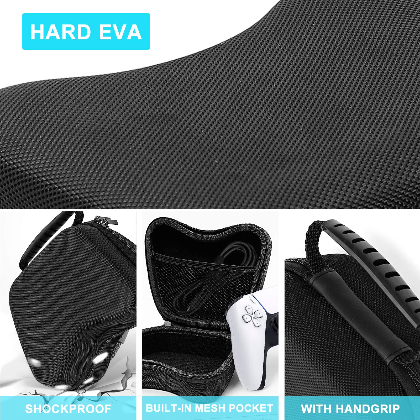 LINKJET Case for PS5 Controller PS5 Playstation 5 2020, PS5 Bag PS5 Carrying Case,Traveled EVA Storage Case for Sony PS5,Storage Bag for PS5 Game Wireless Controller,Black