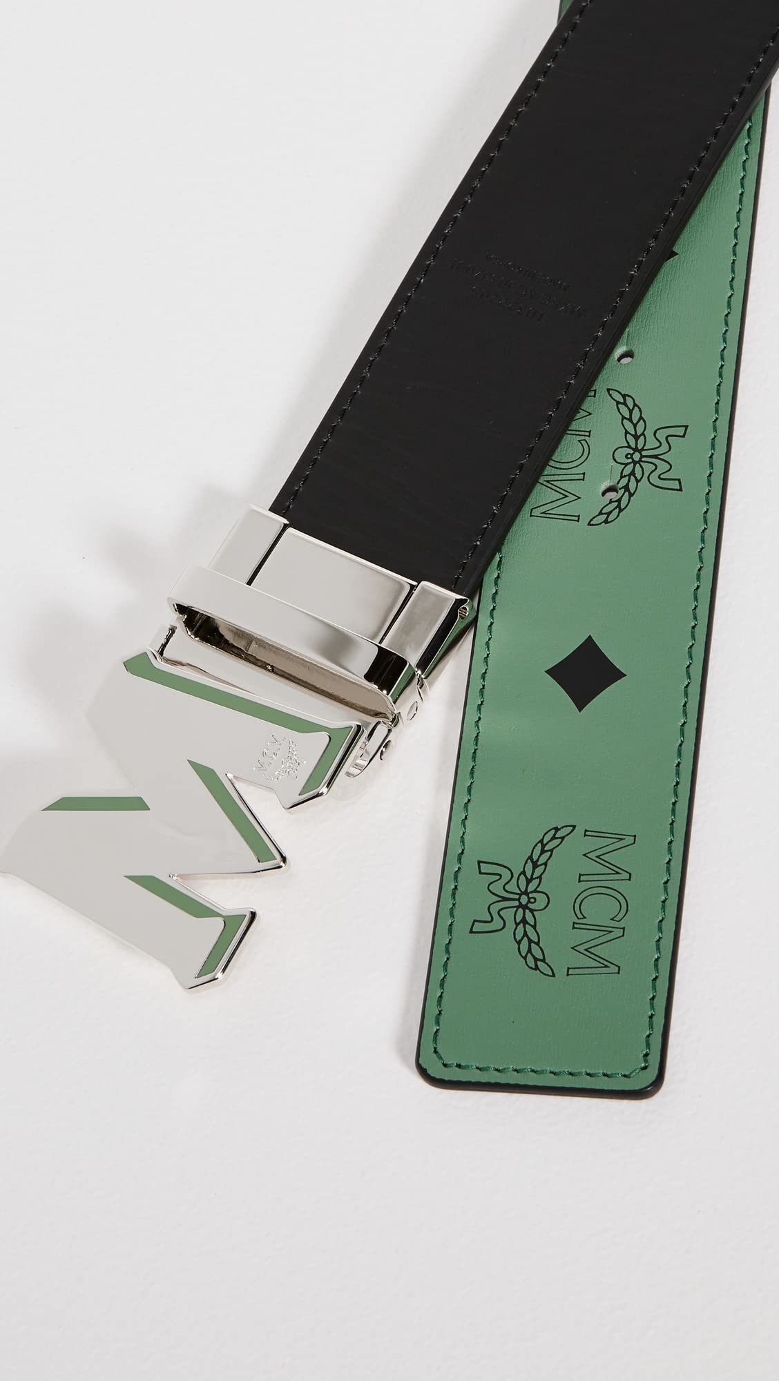 MCM Men's Claus Reversible Adjustable Belt, Loden Frost, Green, One Size