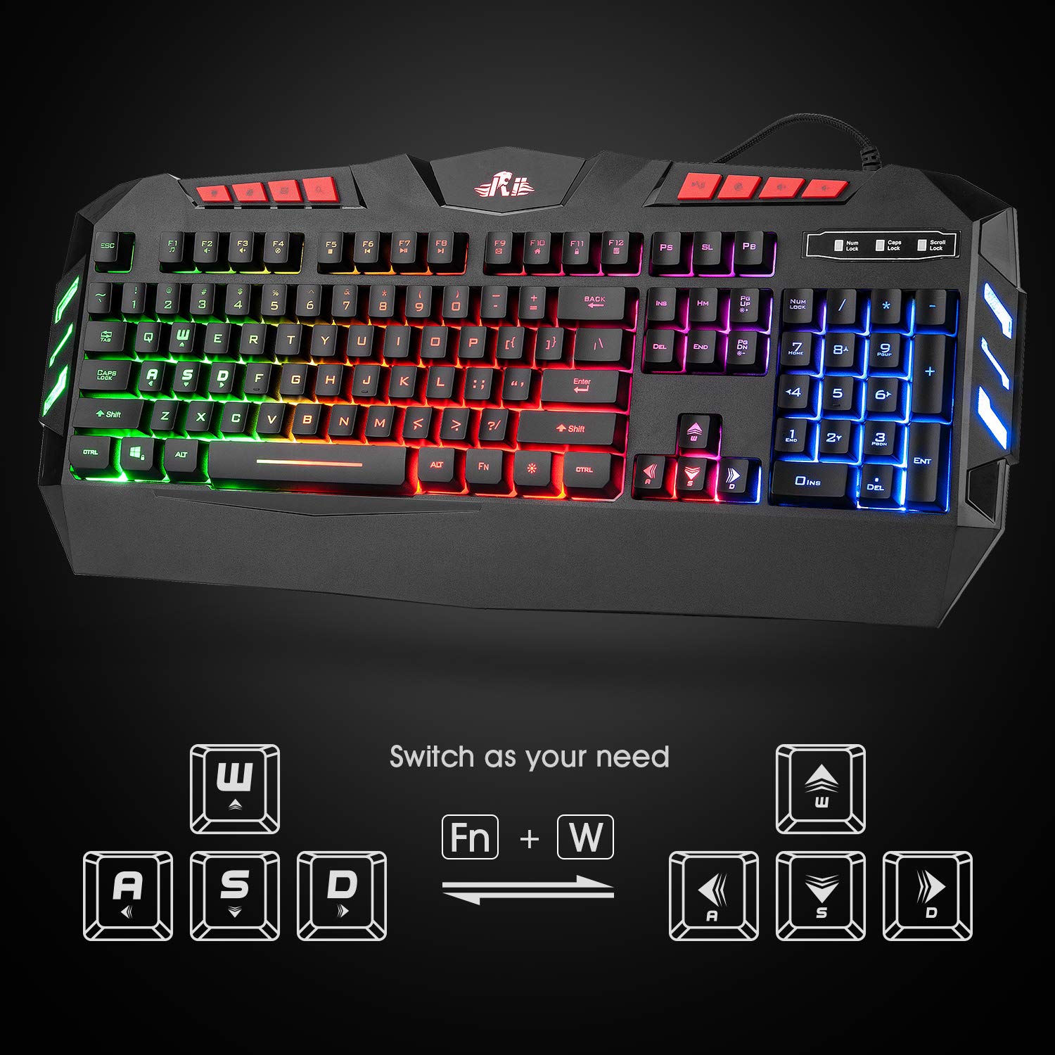 Rii Wired Gaming Keyboard and Mouse Combo,RGB LED Backlight,USB Plug-and-Play for Windows/Mac/Laptop/PC/Laptop,Business Office