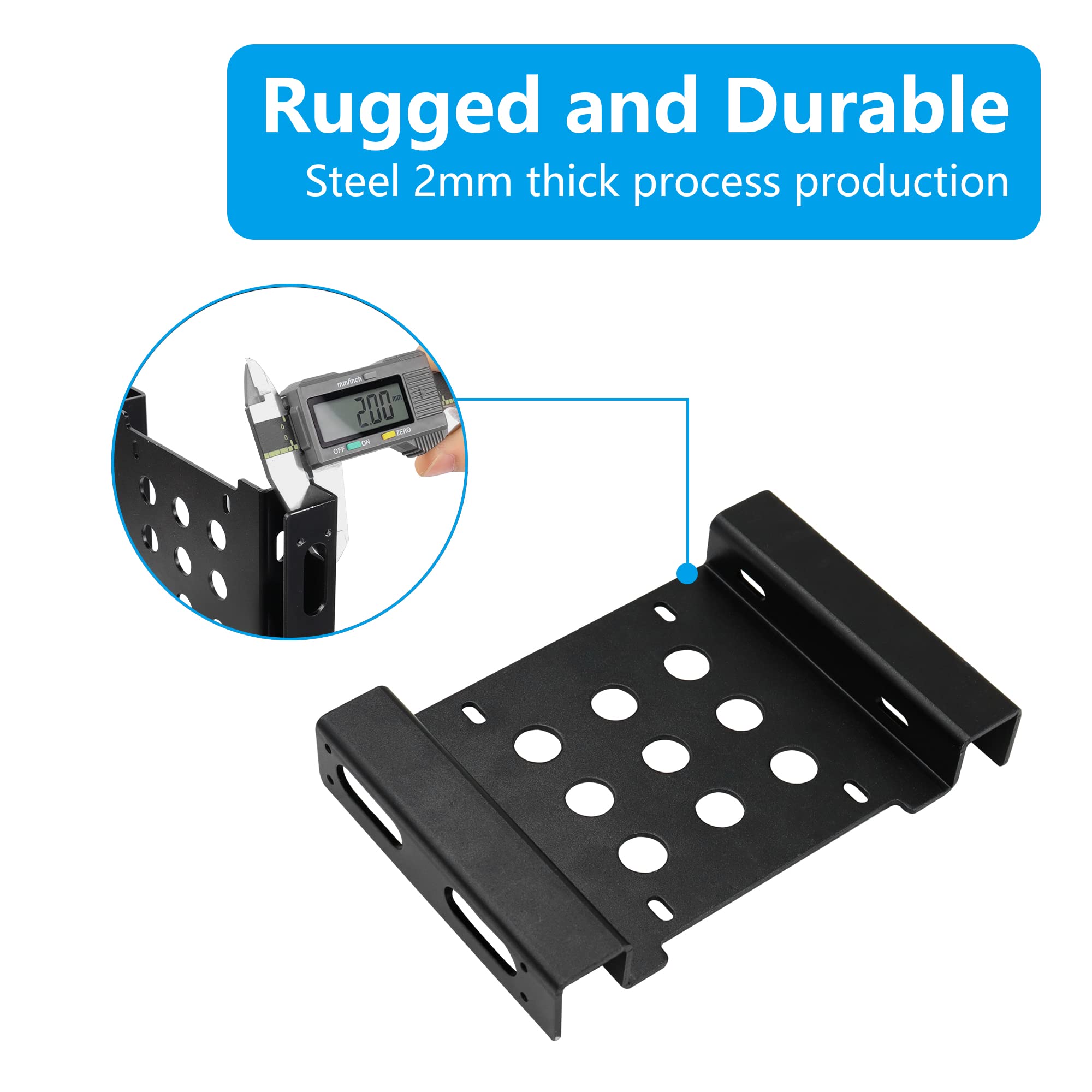 RIIEYOCA Steel SSD HDD Mounting Holder,3.5 inch to 5.25 inch Hard Disk Drive Mounting Kit,with Mounting Screws,for PC Computer Host Solid State Disk Mounting (Black)