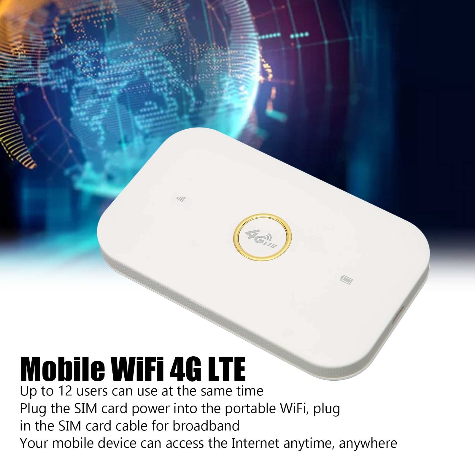 PUSOKEI 150Mbps 4G LTE Mobile Hotspot, LTE Wireless Internet Router Up to 12 Users, Wireless Pocket WiFi Device with SIM Card Slot for Home or Travel (White)