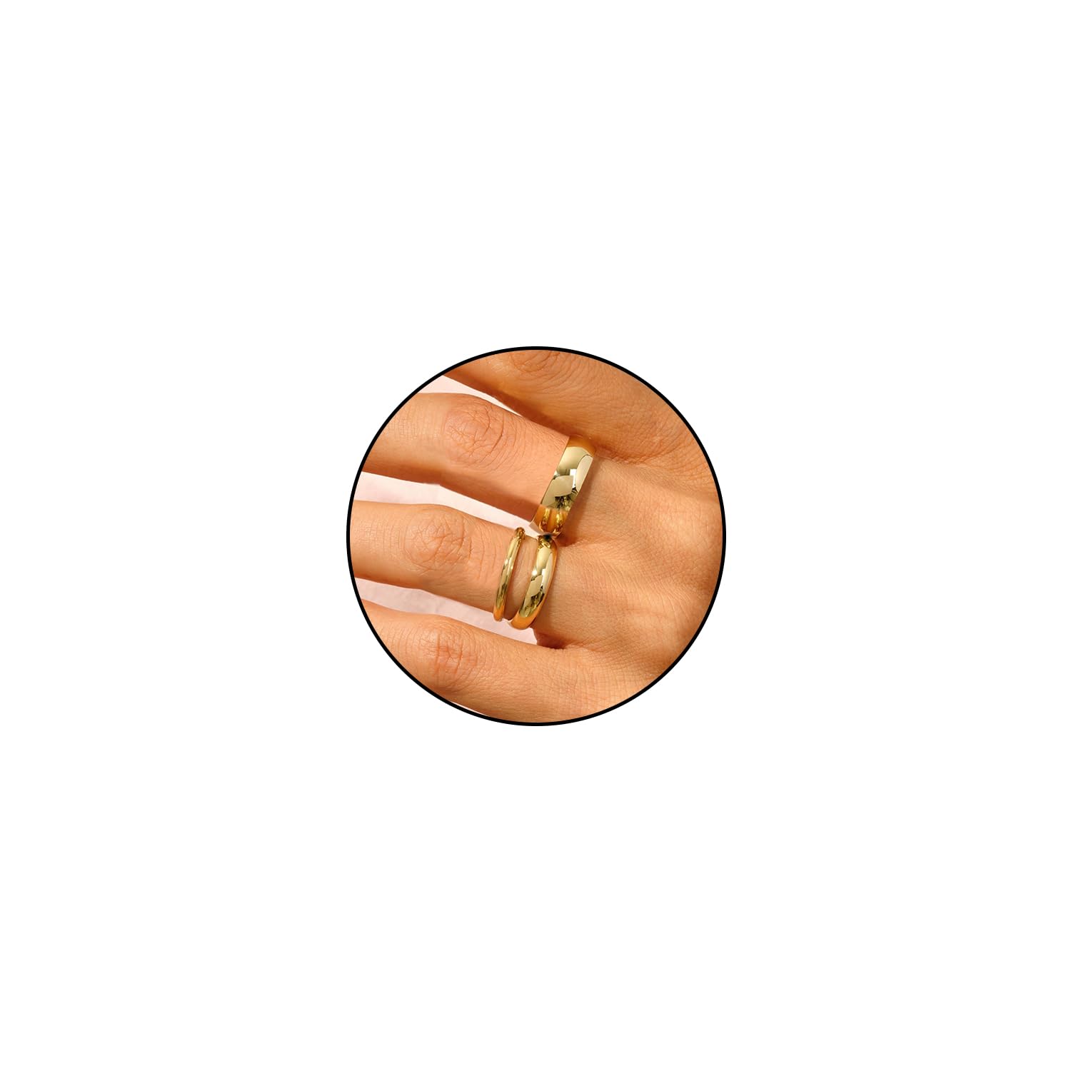 NIMOCO 3PCS 14K Gold Filled Stackable Rings for Women Dainty Gold Stacking Thin Knuckle Ring Pack Simple Plain Pinky Thumb Statement Band Ring Sets Comfort Fit Size 5 to 11