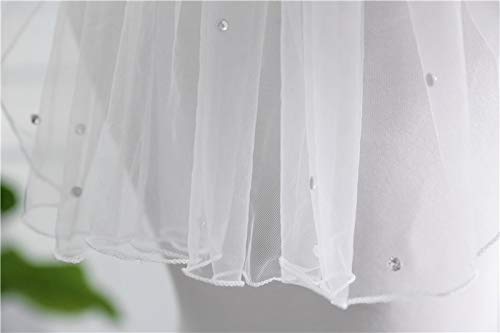 Kercisbeauty Wedding Bridal Single Layer Lace Short Veil Drop with Comb Chapel Hair Accessories (Ivory)
