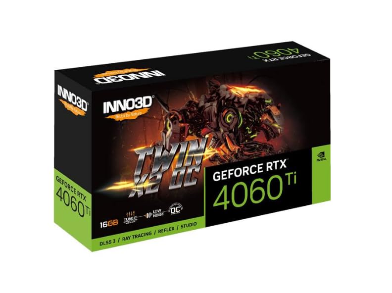 INNO3D nVidia GeForce RTX 4060 Ti TWIN X2 OC 16GB GDDR6, 2595MHz Boost Clock, RAM 18Gbps, 3xDP, 1xHDMI, 250x118x42mm (4060TI)
