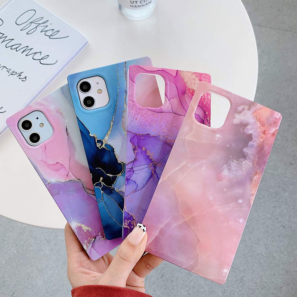 KERZZIL Square Marble Compatible with iPhone 11 Case,Slim Elegant Matte Soft TPU Silicone Gel Shockproof Protective and Durable Cases Cover for Apple iPhone 11 6.1-inch(Purple)