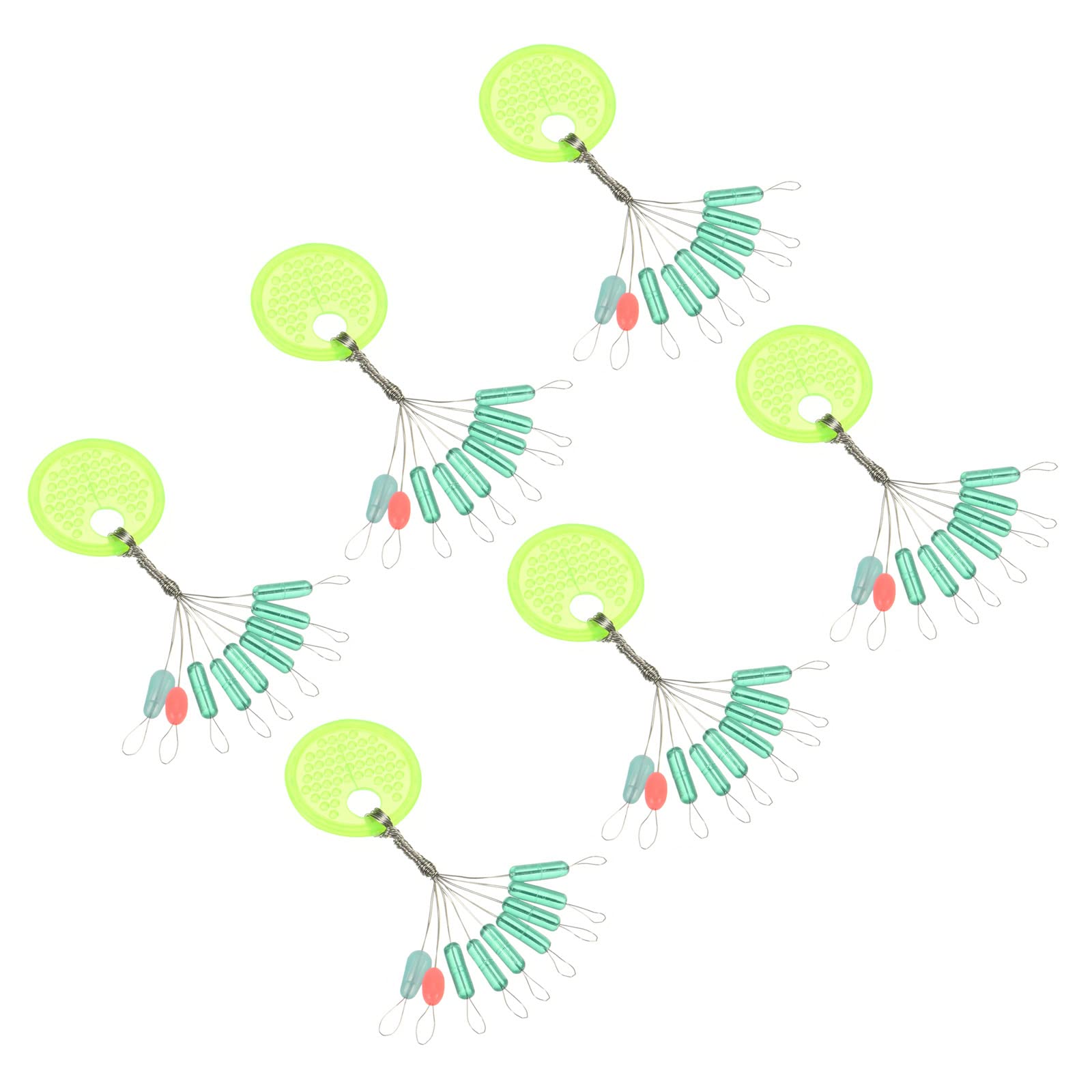 PATIKIL 0.24x0.06 Fishing Rubber Bobber Beads Stoppers, 270 Pieces 9 in 1 Float Sinker Stops Accessories Cylinder Shape S Size for Fishing Line, Light Green