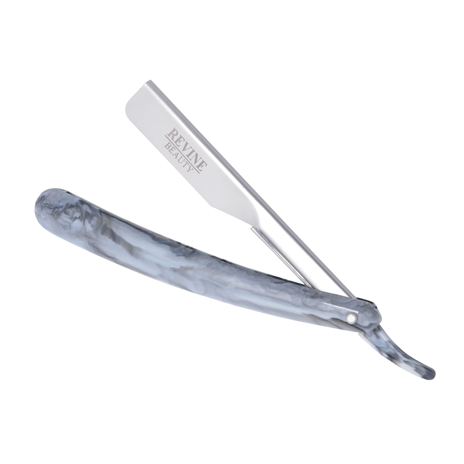 REVINE BEAUTY Barber Straight Razor - Professional Cut throat Premium Quality Plastic Handle Shaving Razor, 10 Double Edge Blades Kit By Revine Beauty (Silver)