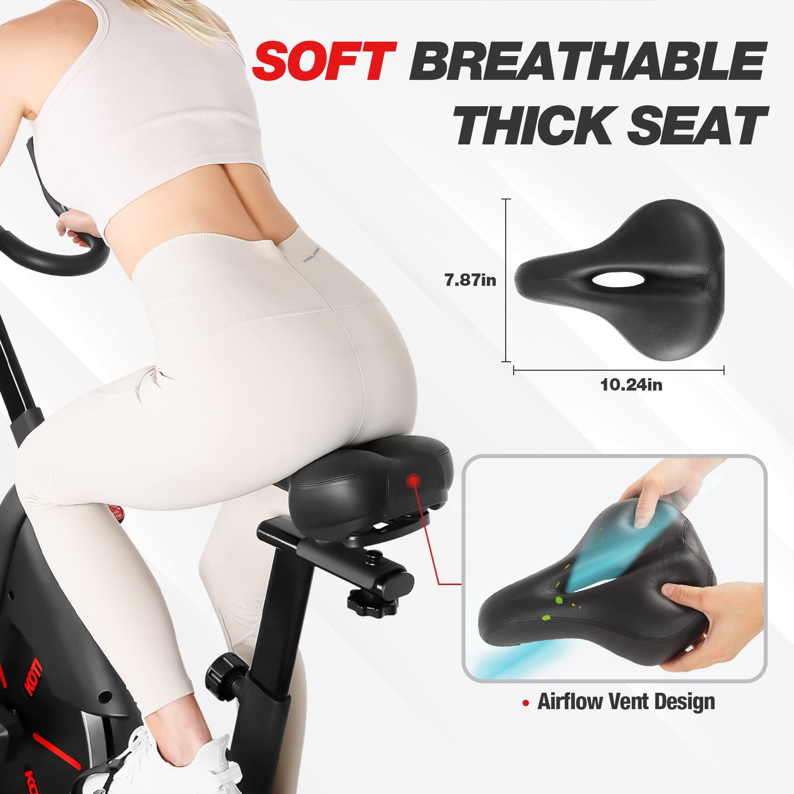 kotia Stationary Bike 4D Adjustment Seat Spin Exercise Bikes with Adjustable Feet 260lbs Capacity Exercise Bikes
