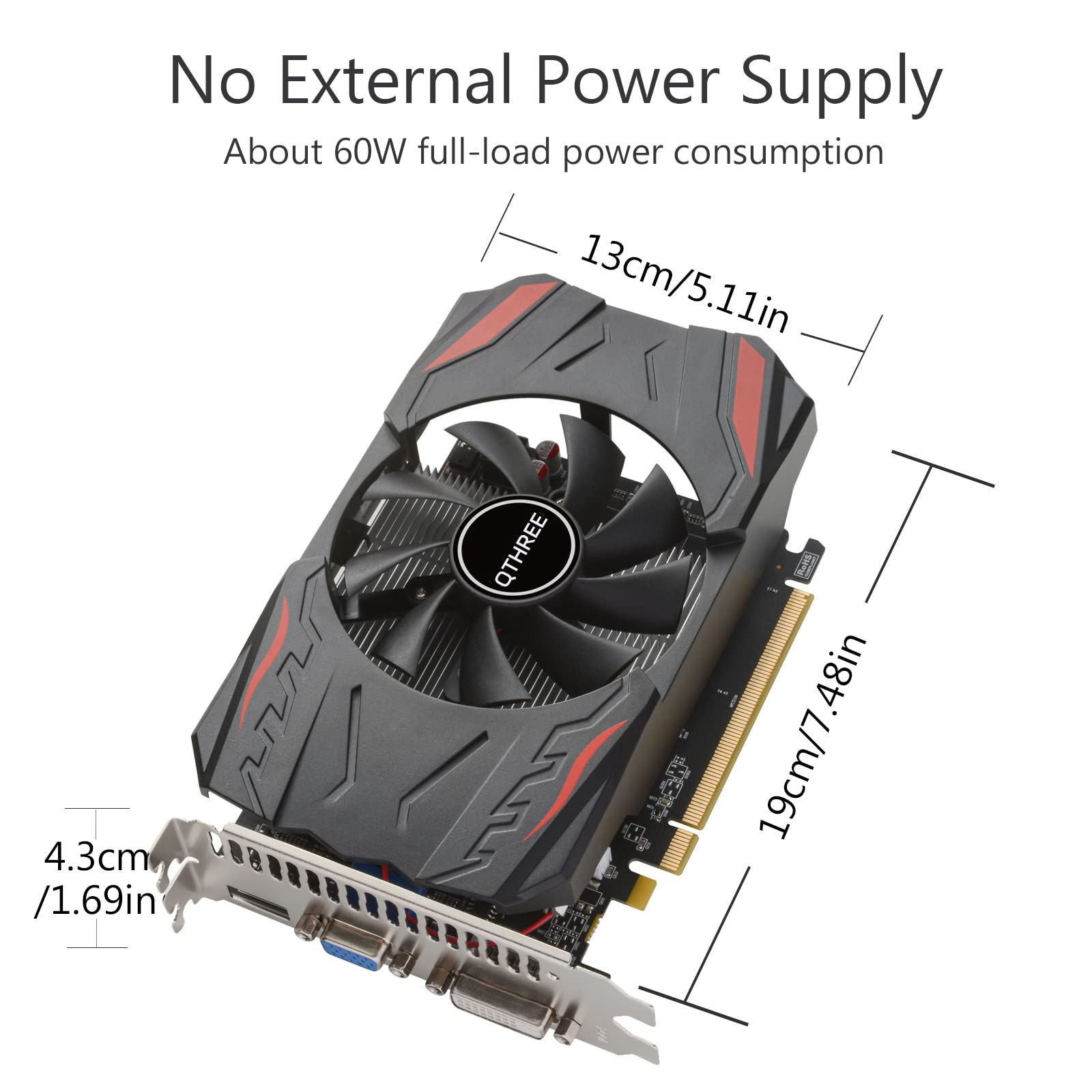 QTHREE Radeon HD 7670 Graphics Card,2GB,128 Bit,DDR3,HDMI,VGA,DVI,650MHz Core Frequency Video Card for PC,Computer GPU,PCI Express X16,DirectX 11,Plug & Play