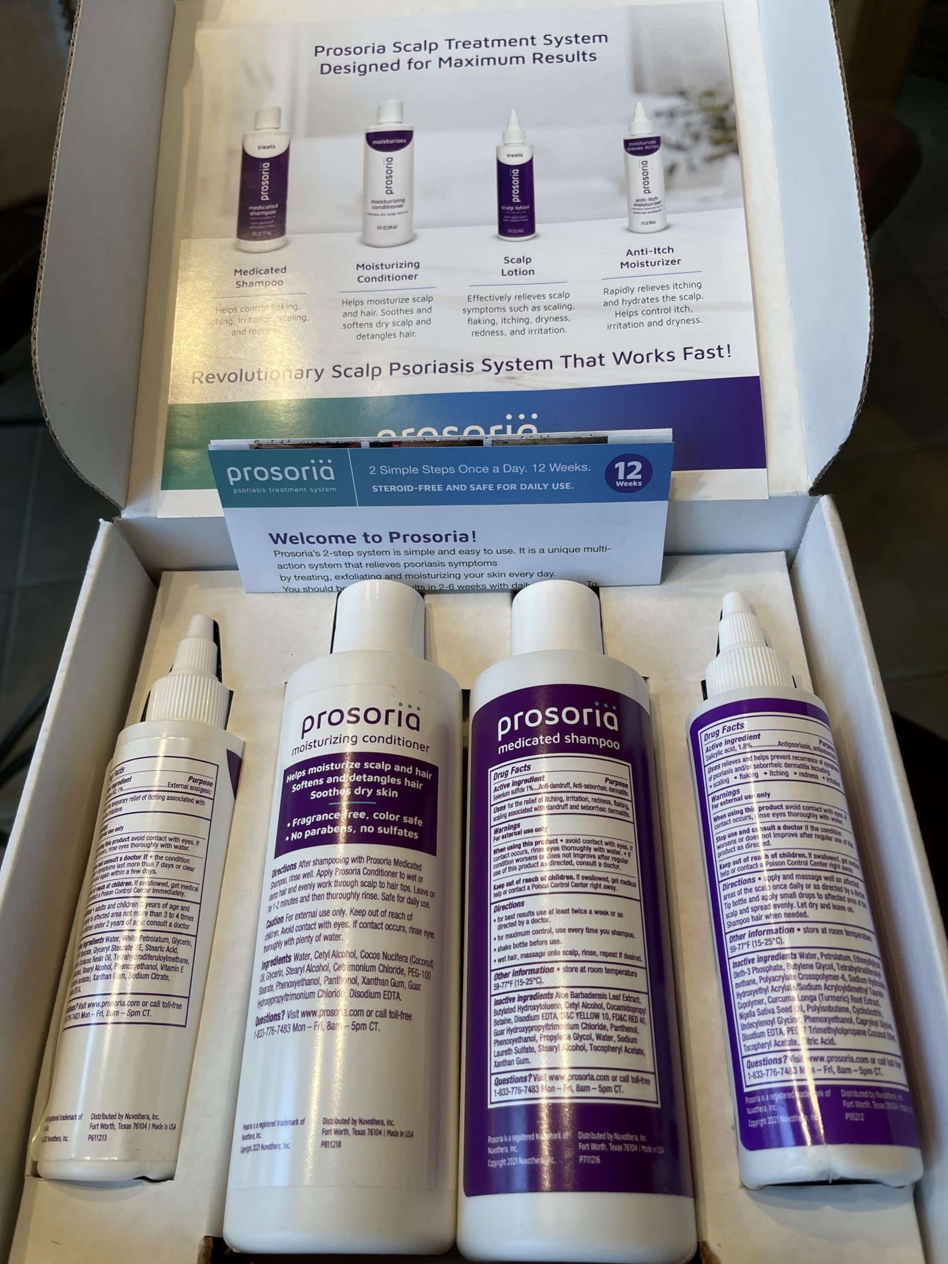 Prosoria Scalp Treatment Kit (4-Pack) Relieves Scalp Psoriasis Symptoms Fast – Controls Itching, Flaking, Scaling, Irritation and Dryness. Revitalizes and Moisturizes Scalp and Hair. Maximum Strength
