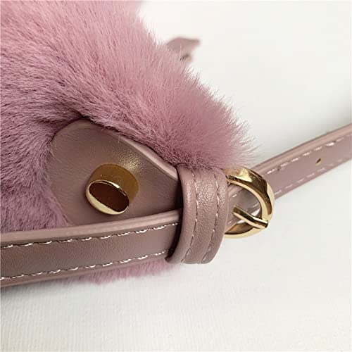 N/A Plush Women Shoulder Bag Winter Mini Bags All-match Handbag Fluffy Solid Female Bag (Color : Pink, Size : One Size)