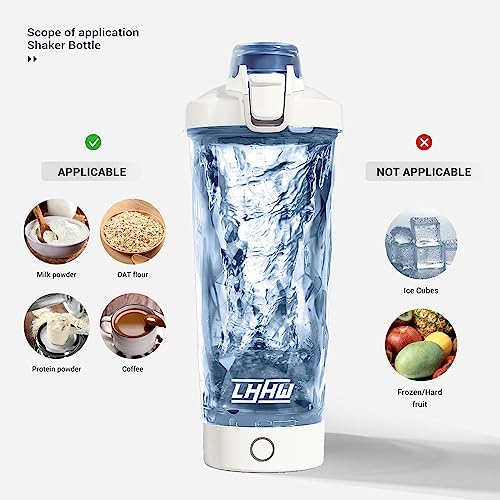 LHHW Electric Protein Shaker Bottle, 24 Oz Rechargeable BPA Free Blender Cup for Protein Mixes, Portable Shaker Bottles for Gym Home Office (Ice Blue)