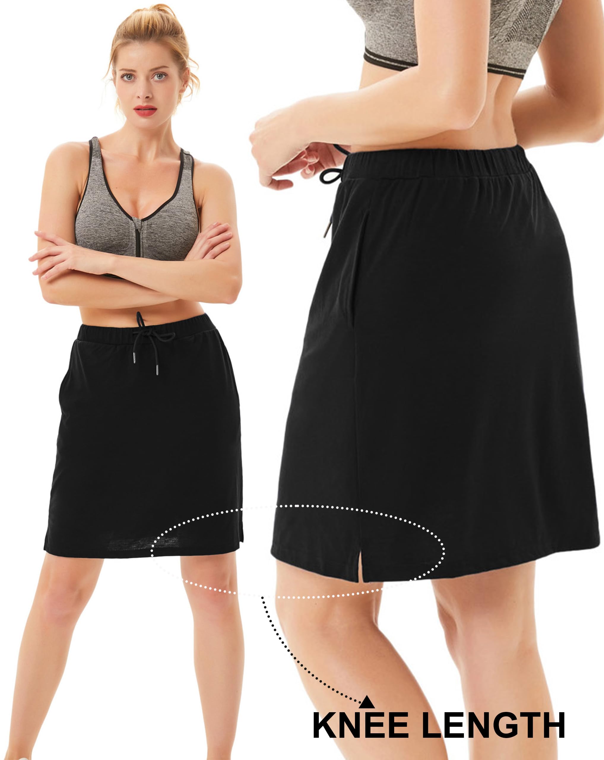 JACK SMITH Women's Plus Size Golf Athletic Lightweight Casual Dress with Pockets(3XL,Black)