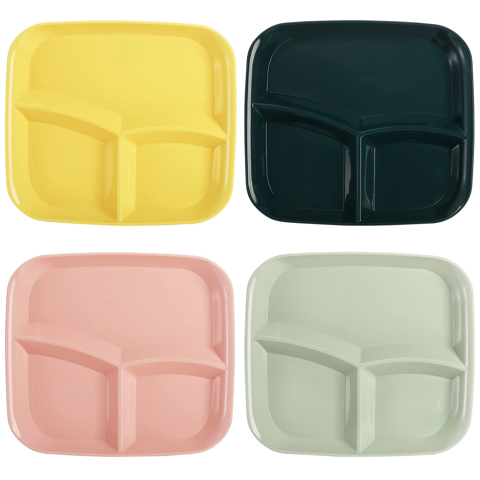 Nicunom 8 Pack Unbreakable Divided Plates, 10 Inch Portion Control Plates, Reusable 3-Compartment Dinner Plate For for Healthy Eating & Bariatric Diet, Microwave And Dishwasher Safe
