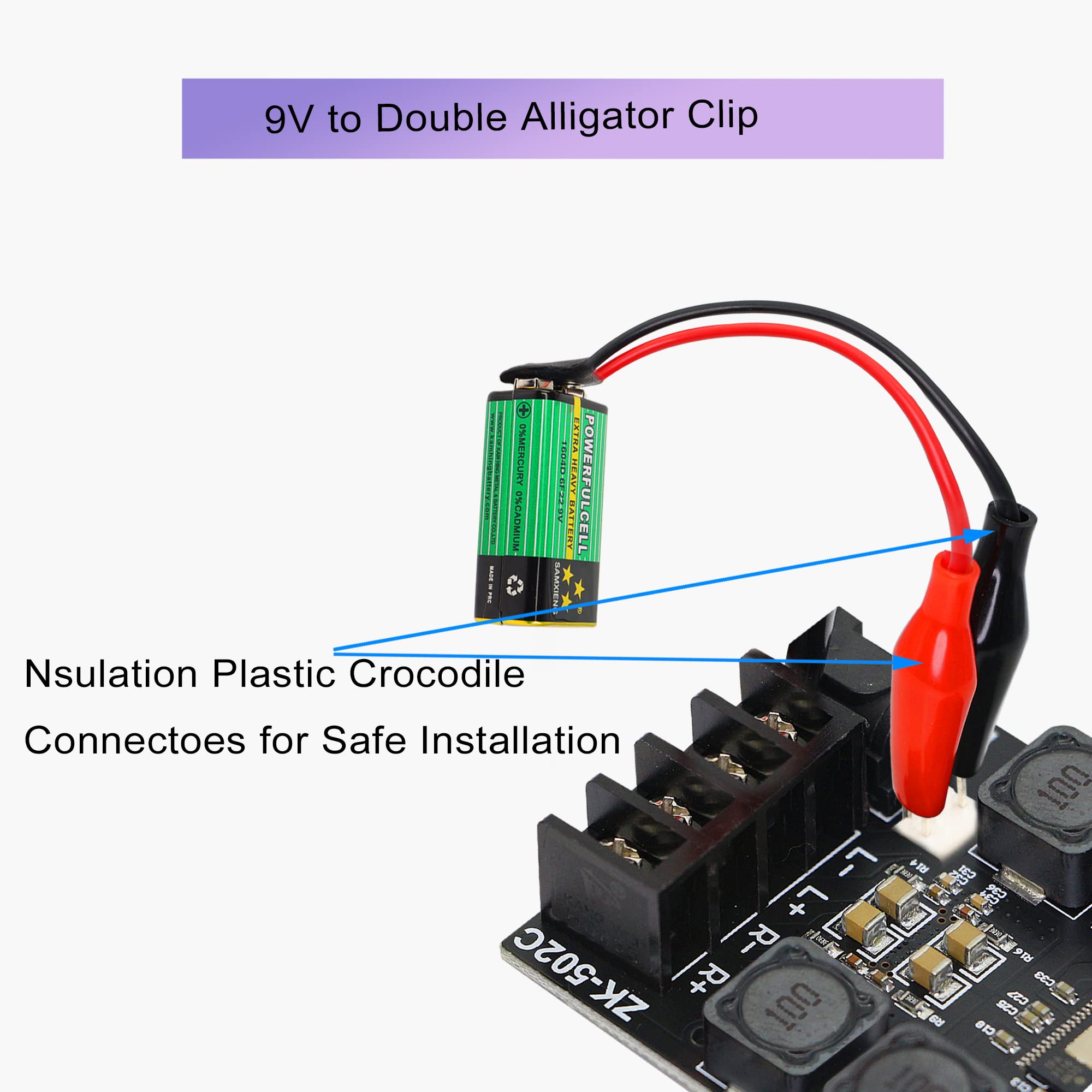 PNGKNYOCN 9V Battery Snap to Alligator Clips Cable,5 Pack Dual Alligator Clips to 9V Battery Snap Connector Cables(15cm)