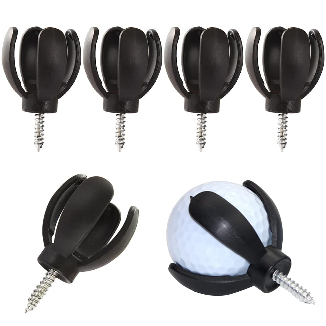 MDYNI 6 Pieces Golf Ball Retriever 4-Prong Pick Up Steel Saver Shaft Tool Golf Ball Grabber Sucker Claw Grip Tool for Putter Grip