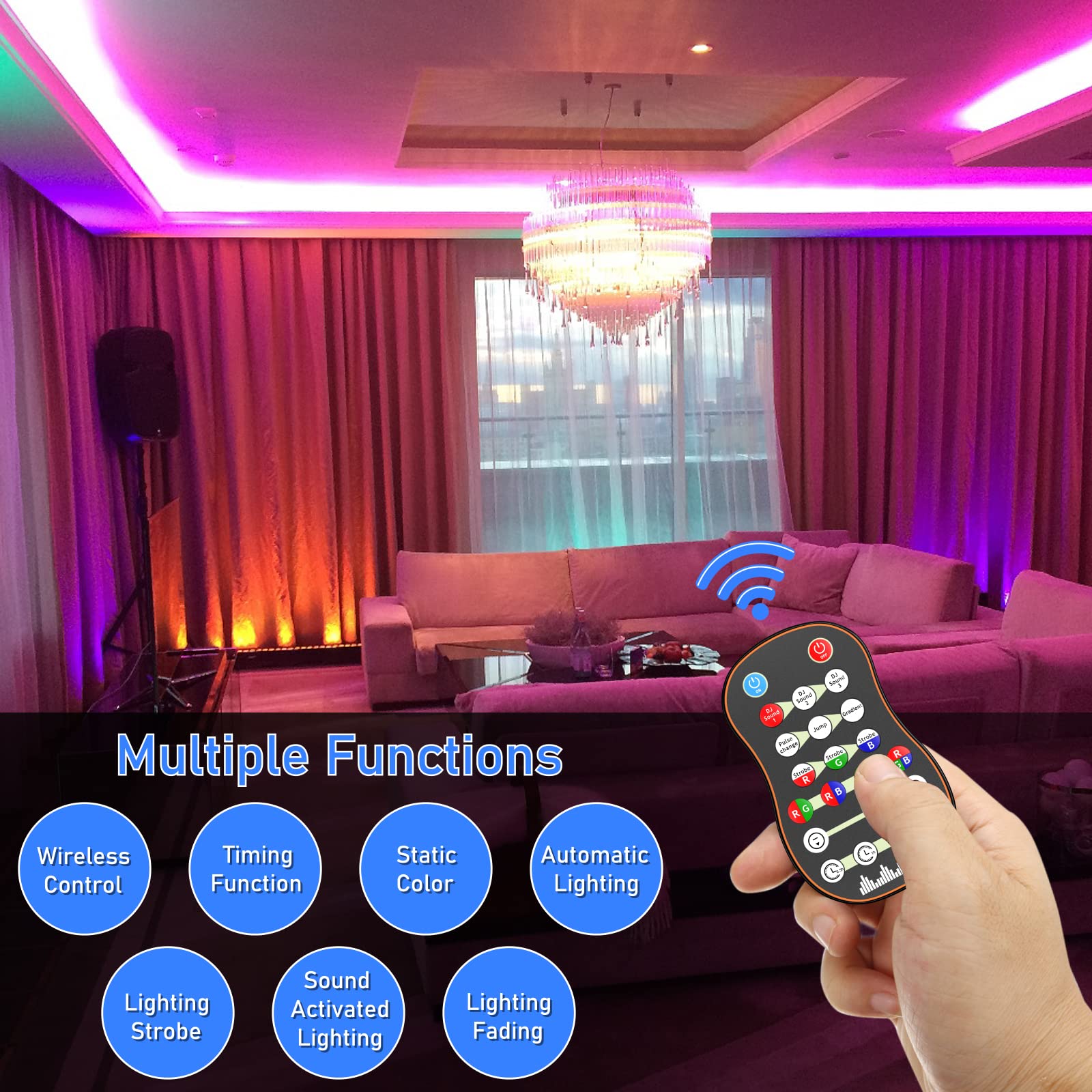 Mini Strobe Party Light, Hakuta 45 LEDs DJ Projector Lights Sound Activated with Remote, DJ Disco Stage Party Lights for Halloween, Christmas, Birthday, Wedding and Club