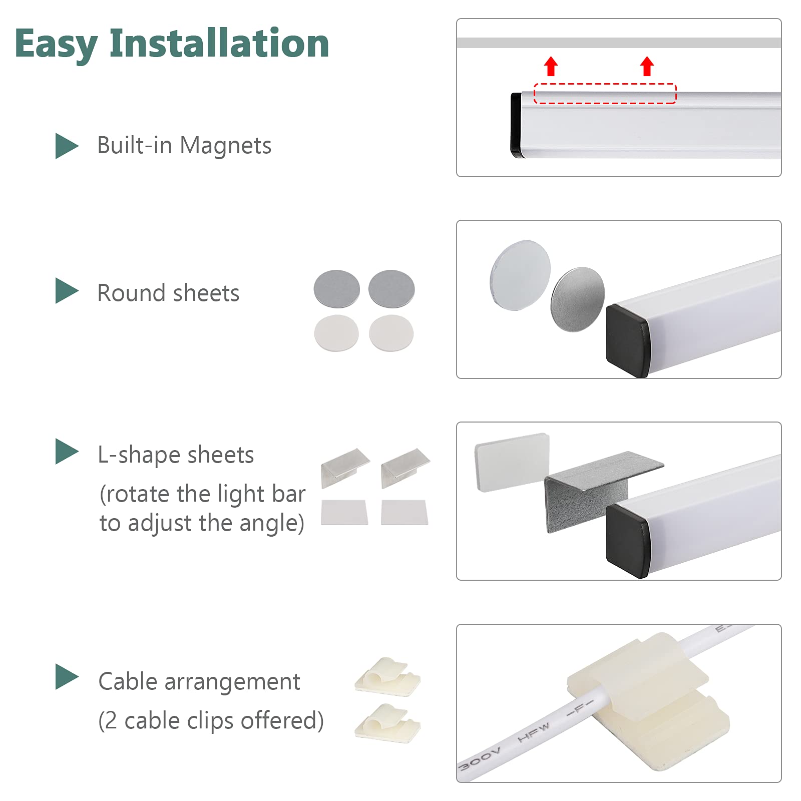 LED Under Cabinet Lighting Plug in, 12 Inch Under Cabinet Lights, USB Led Light Strip Bar, 5000K Cool White, Under Counter Light for Kitchen/Workbench/Shelf/Desk