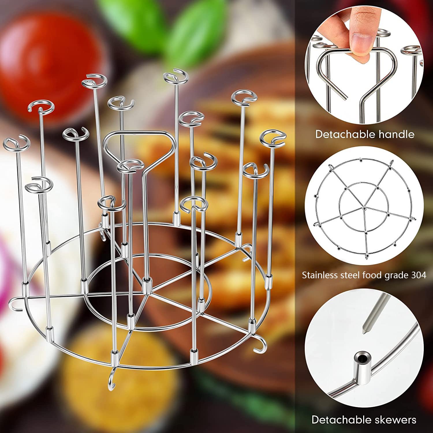 LBH Skewer Stand Compatible with Instant Pot 6 Quart Accessories for Air Fryer accessories for kabobs (5.4X7.7)