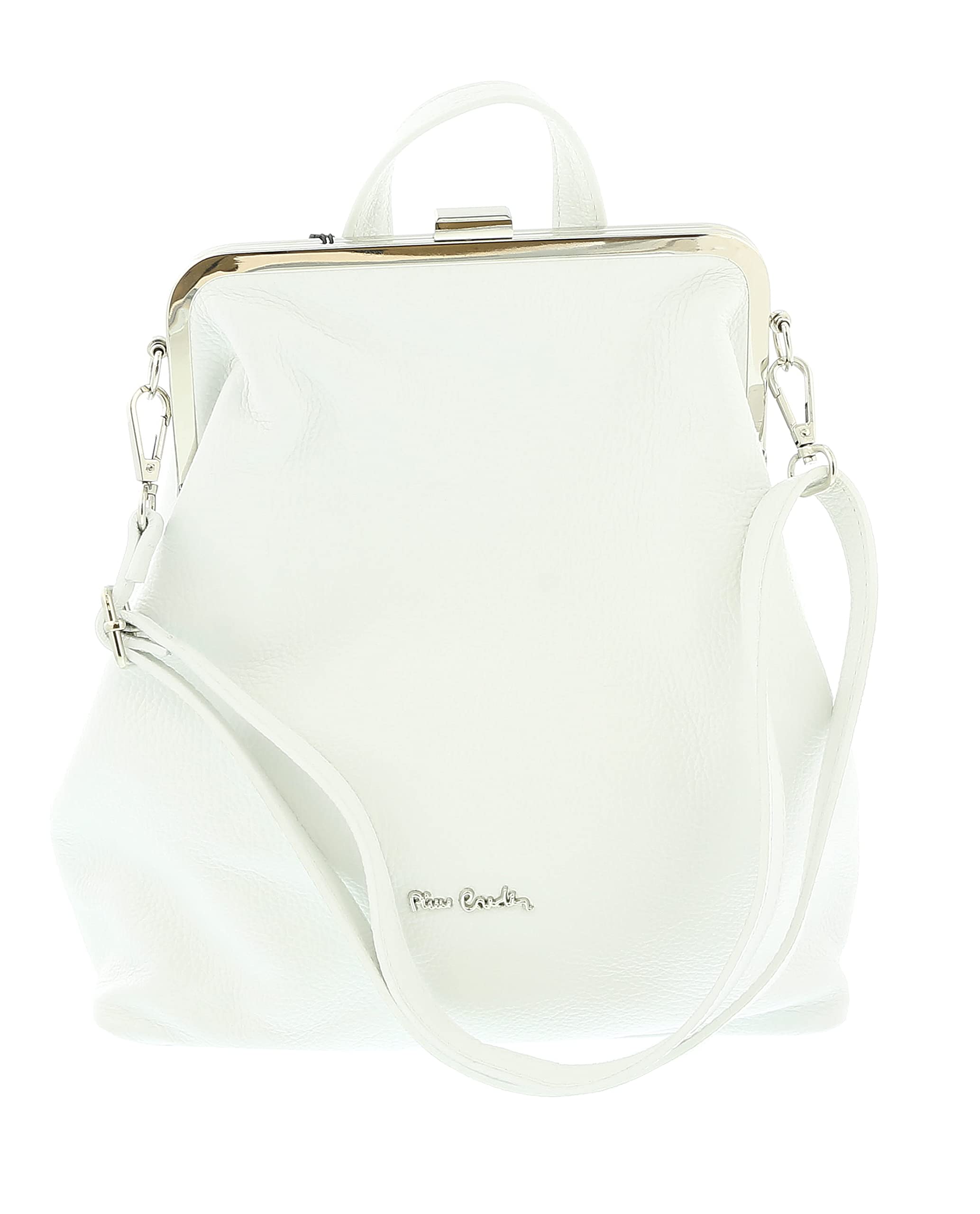 Pierre Cardin White Leather Medium Vintage Shoulder Crossbody Bag for womens