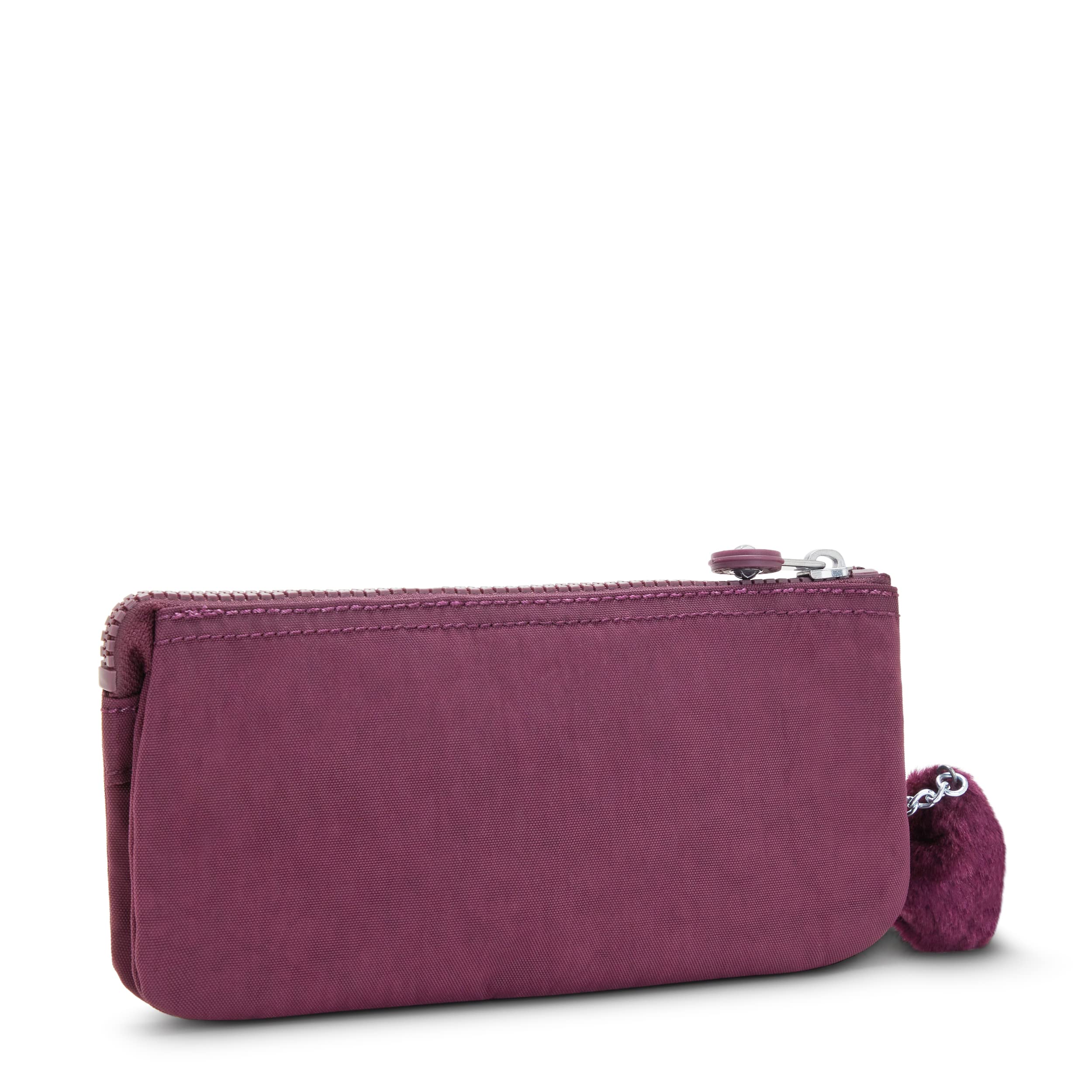 Kipling Womens Women's Barto Pouch, Organize Accessories, Slip Compartments, Zip Closure, Nylon Metallic Pouch, Dark Plum Tonal, 8 L x 4 H 0.75 D US