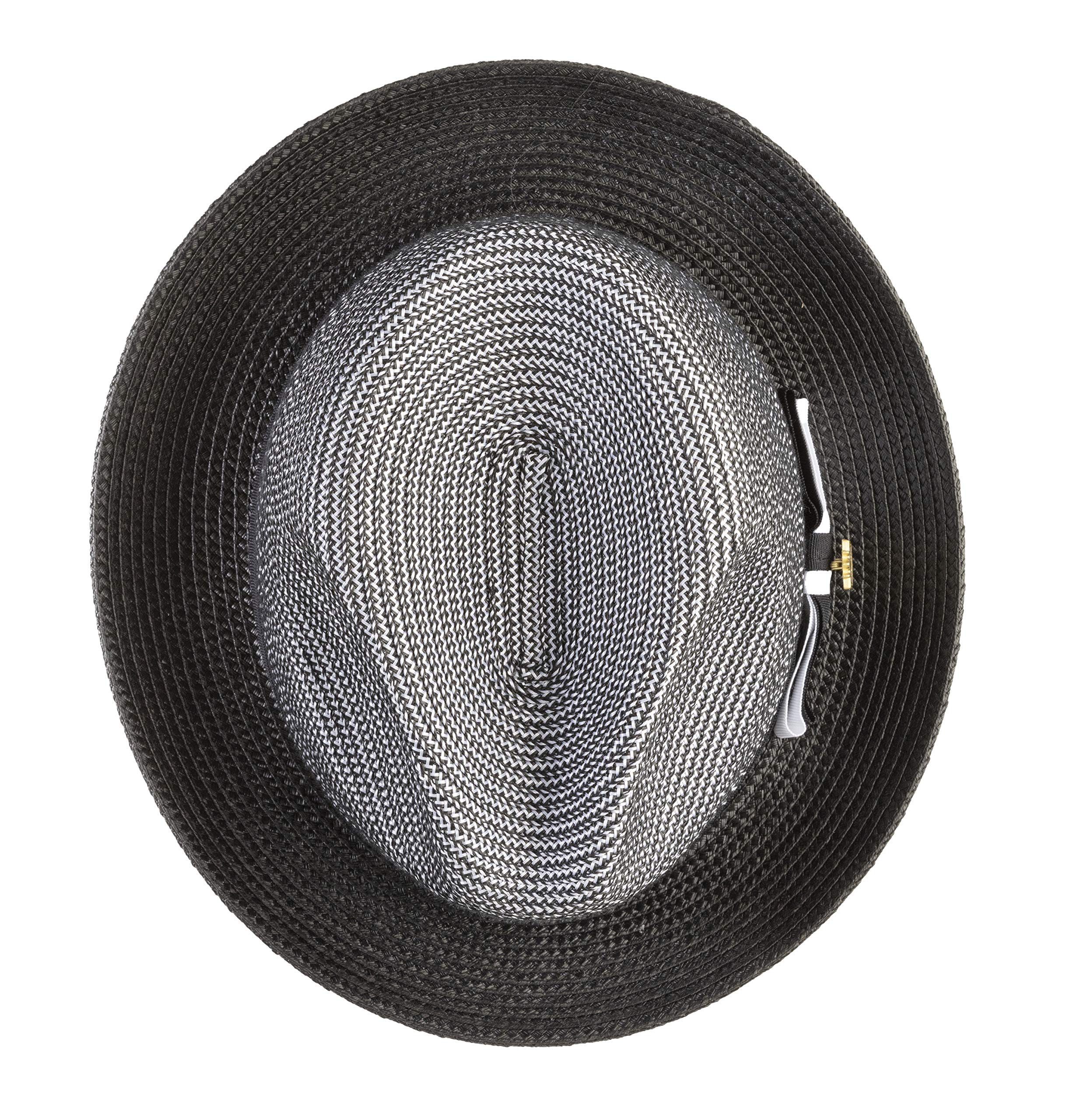 MONTIQUE Two Tone Braided Pinch Fedora Hat H68 (Black, Large)